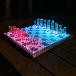 Futuristic LED Glow Chess Set: Illuminated Acrylic Board With Light-up ...