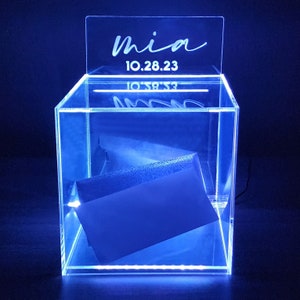 Acrylic Wedding Card Box - Custom Options - 10" Handmade Color Changing ...