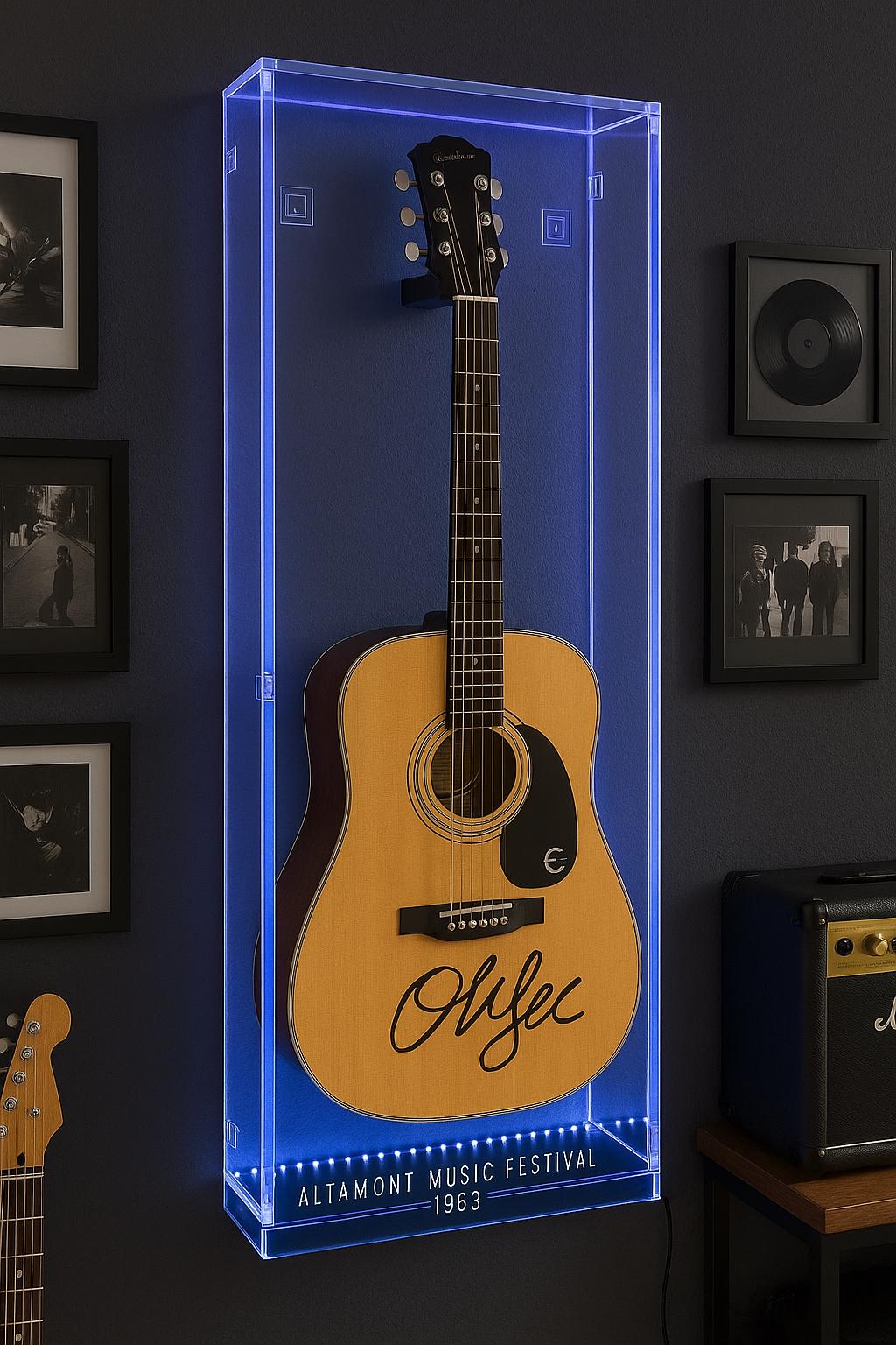 Personalized Handmade Acrylic LED Light Glowing Acoustic Guitar Display ...