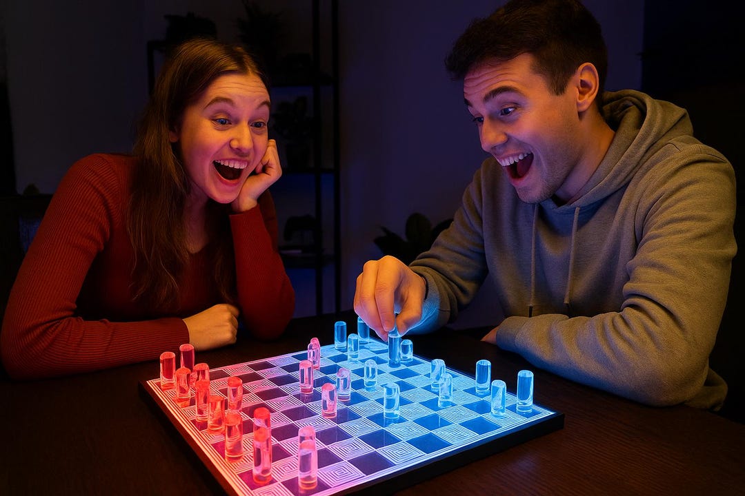 Modern LED Glow Chess Set – Futuristic Acrylic Board With Light-up Red ...