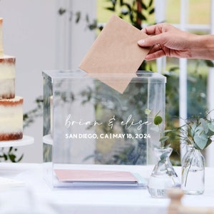 Personalized 10" Acrylic Gift Card Box With Lid for Weddings, Bar ...