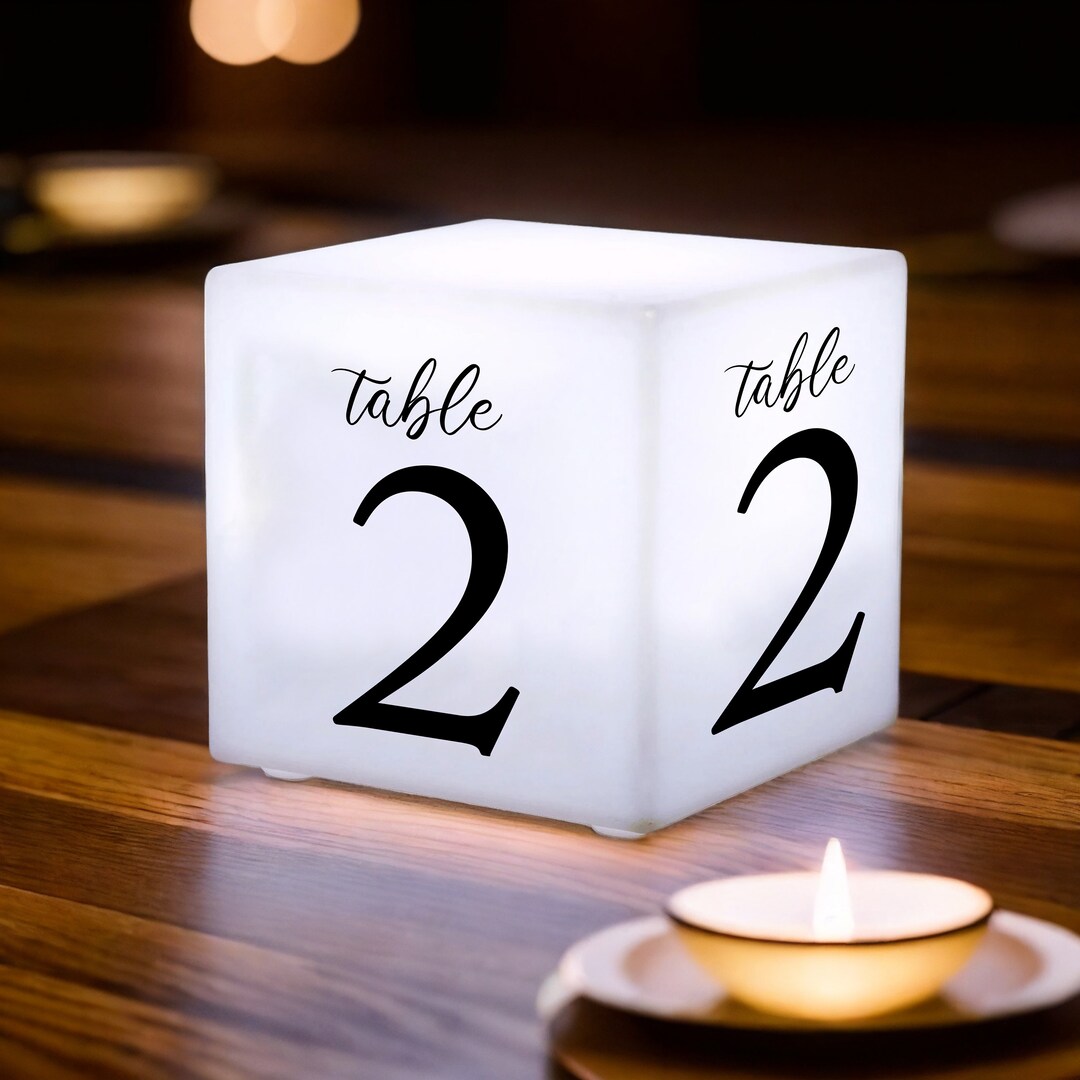 Customized Glow Light Cube Table Number - Wedding/bar Mitzvah/event ...