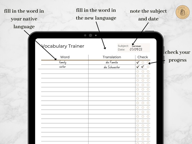 Minimal Digital & Printable Vocabulary Practice Sheet Template ...