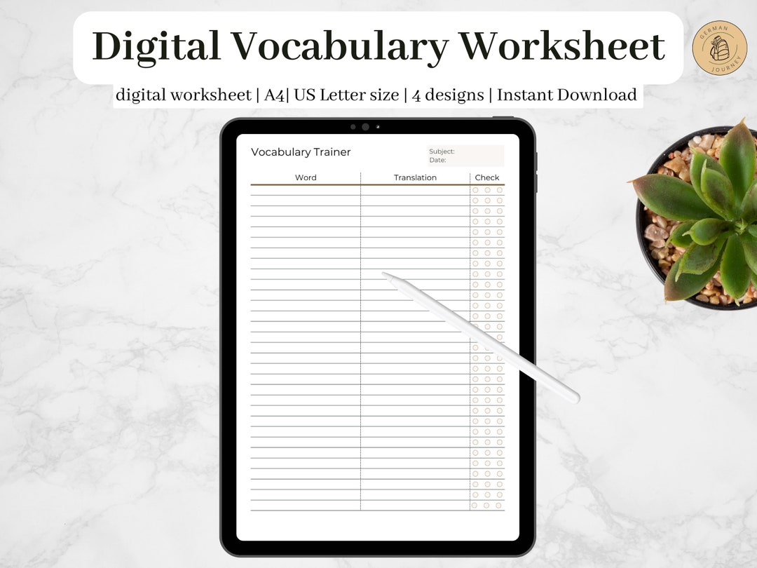 Minimal Digital & Printable Vocabulary Practice Sheet Template ...
