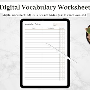 Minimal Digital & Printable Vocabulary Practice Sheet Template ...