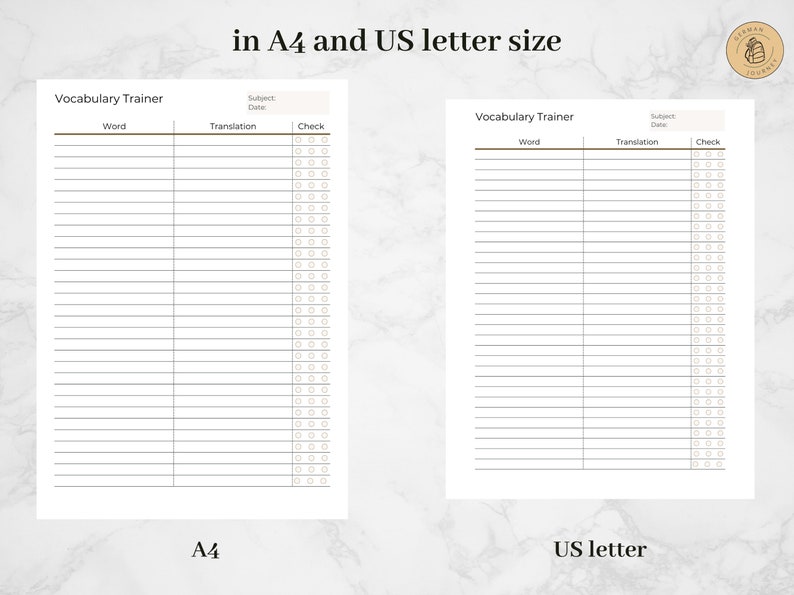 Minimal Digital & Printable Vocabulary Practice Sheet Template ...