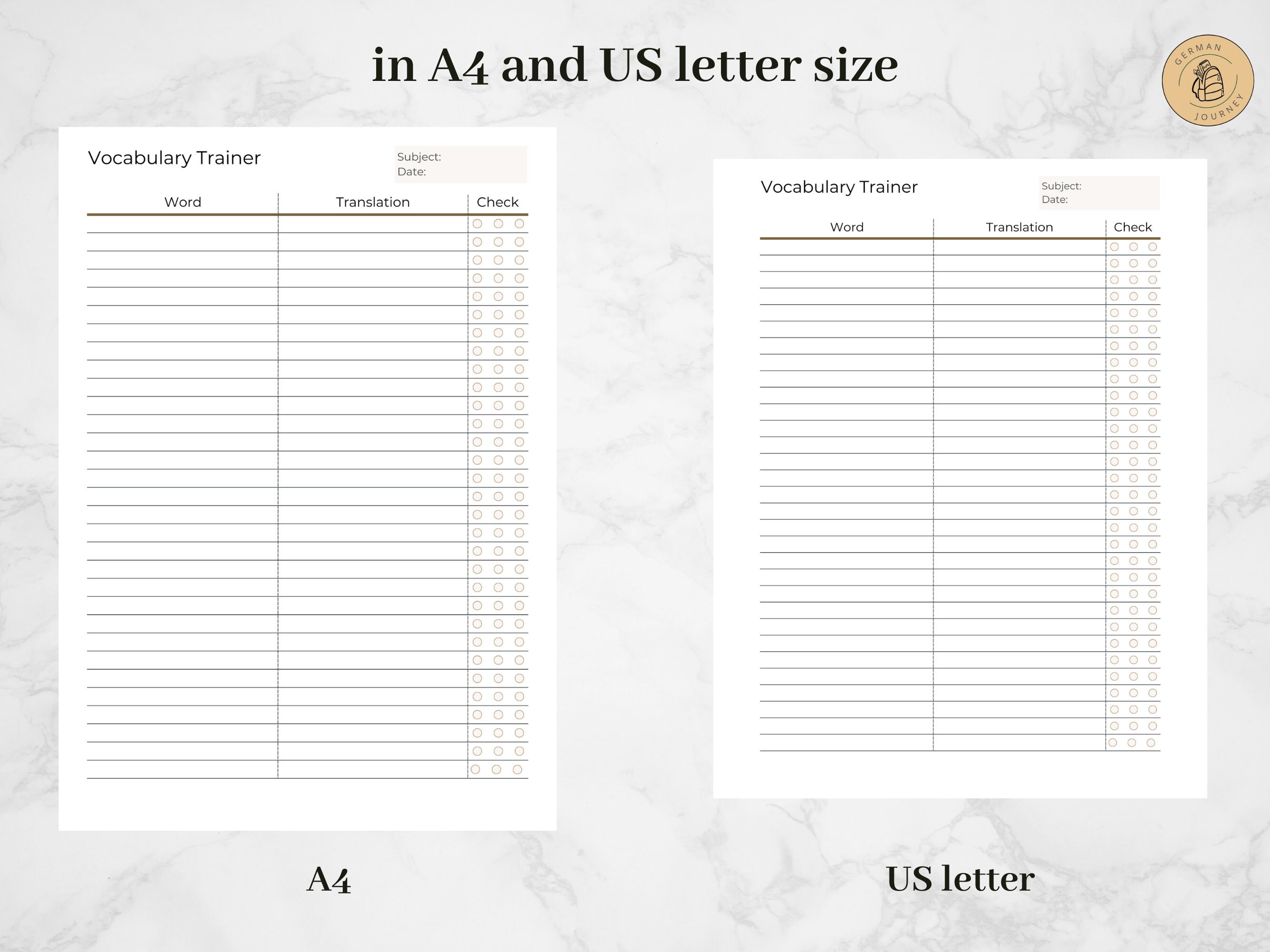 Minimal Digital & Printable Vocabulary Practice Sheet Template ...