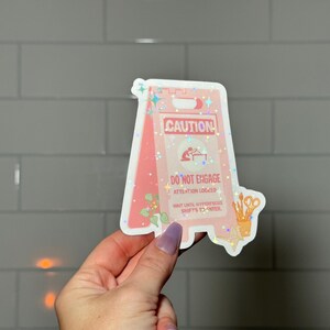 Holographic ADHD Hyperfocus Vinyl Sticker: Pink Caution Design - Etsy