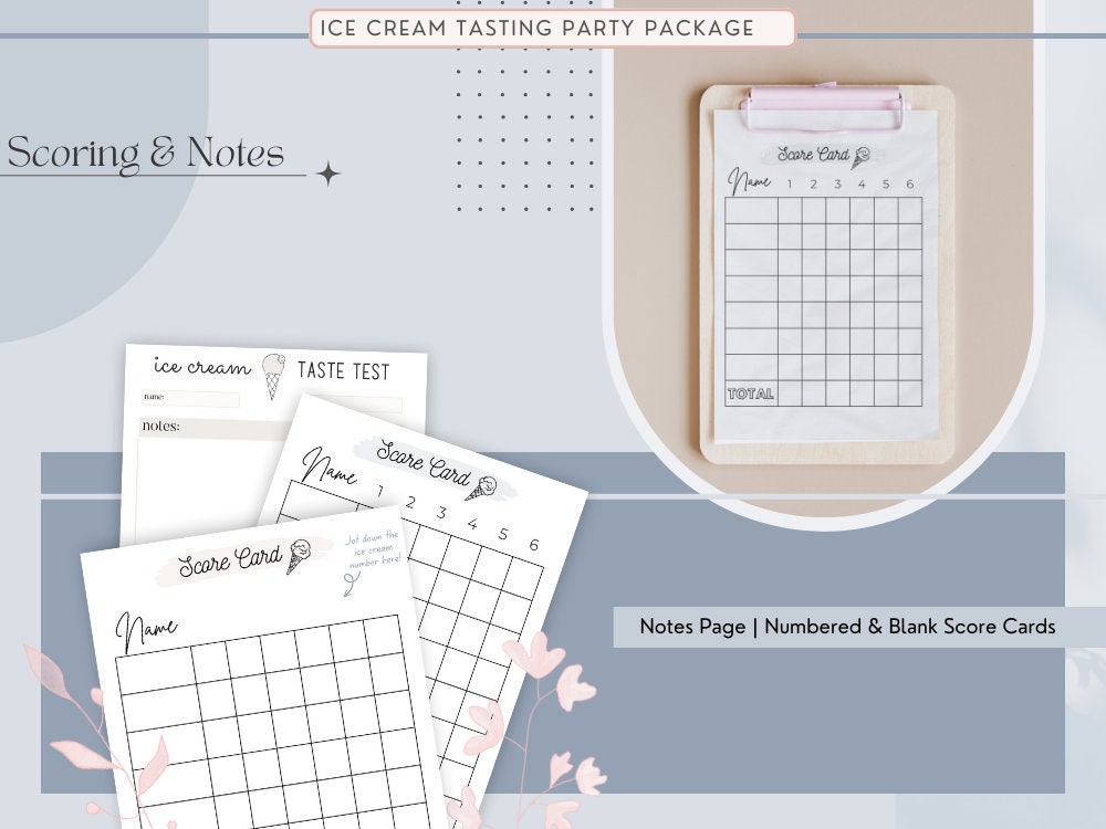 Ice Cream Tasting Party Games: Printable Score Card (instant Download ...