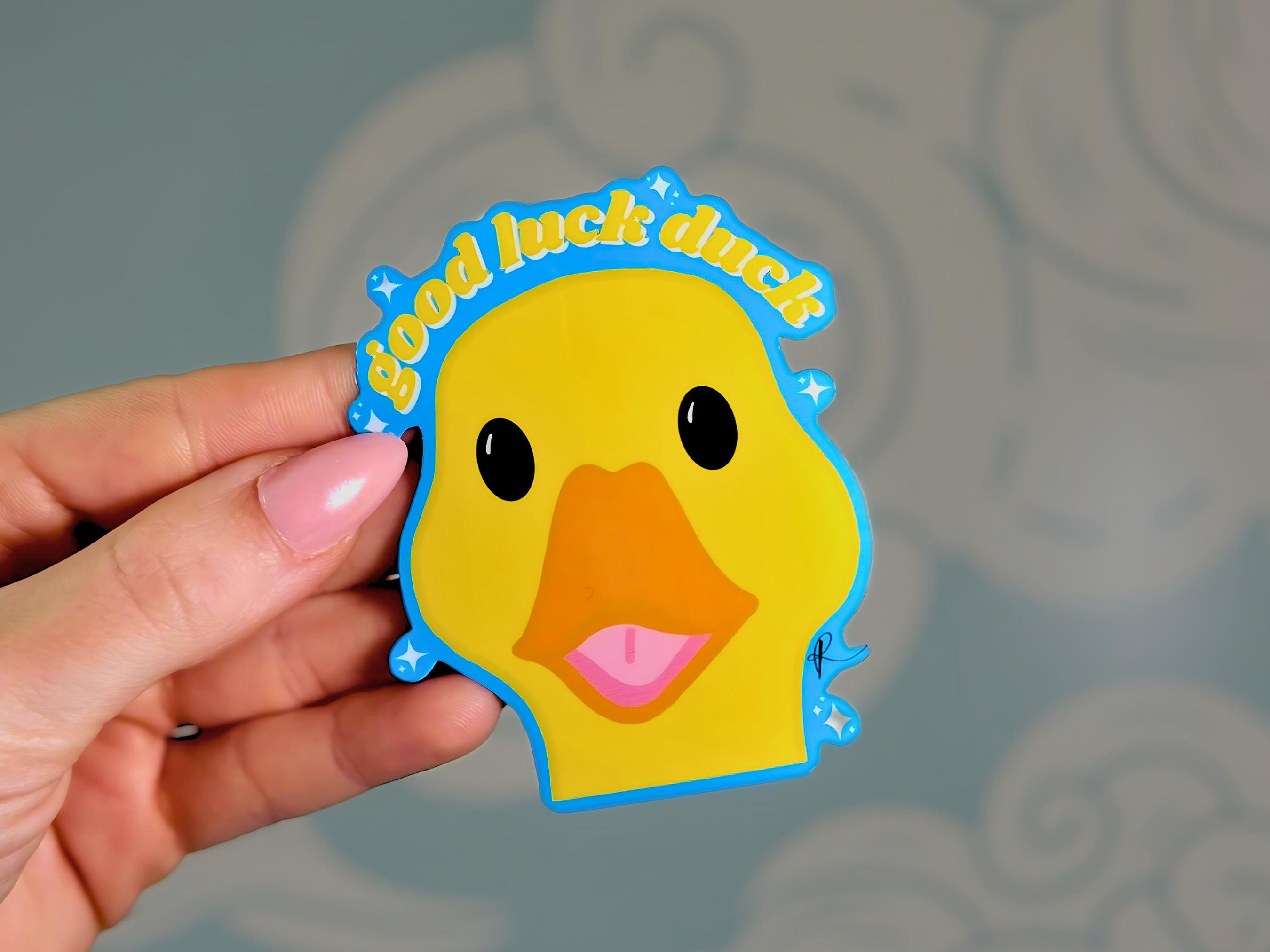 Good Luck Duck Vinyl Sticker Cute Yellow Duck Decal Fun Waterproof ...