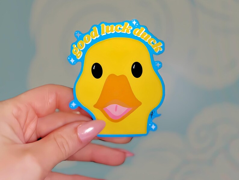 Good Luck Duck Vinyl Sticker Cute Yellow Duck Decal Fun Waterproof ...