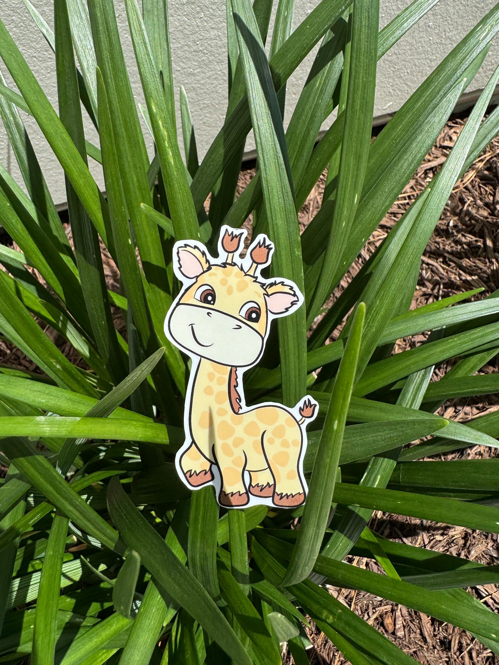Playful Giraffe Sticker, Lively Animal Decal, Adorable Cartoon Giraffe ...