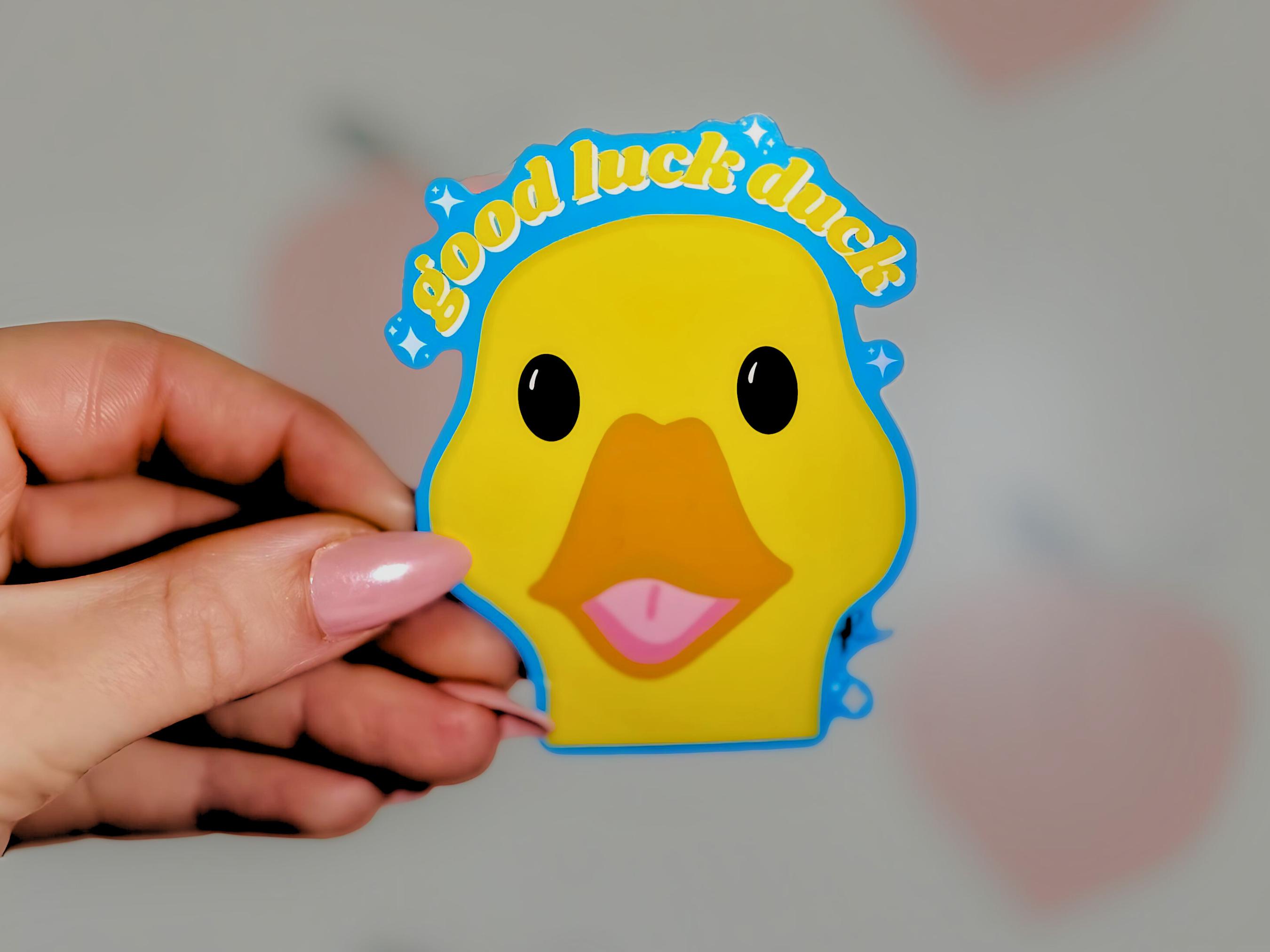 Good Luck Duck Vinyl Sticker Cute Yellow Duck Decal Fun Waterproof ...