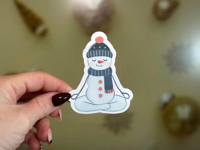 Cute Meditating Snowman Sticker, Winter Snowman Yoga Vinyl, Christmas ...