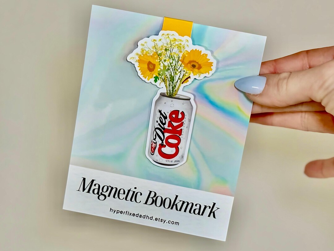 Diet Coke Can Magnetic Bookmark With Sunflowers | Floral Aesthetic ...