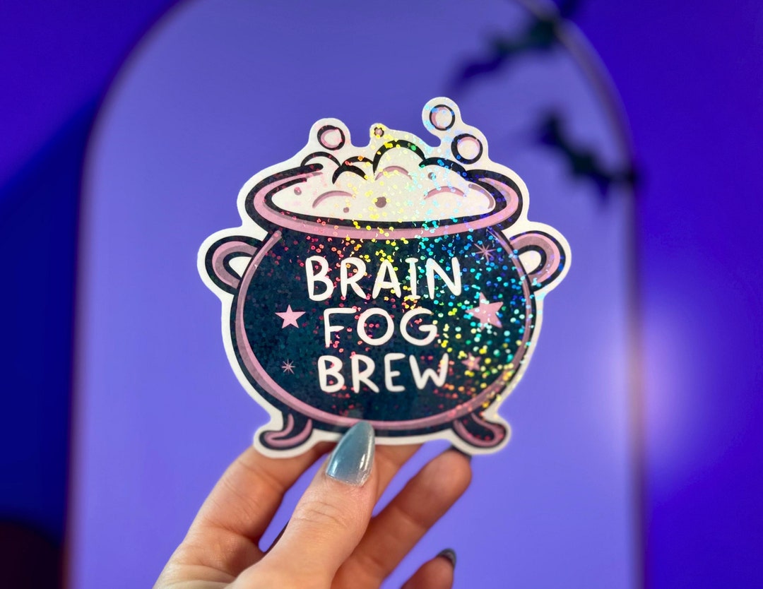 ADHD Halloween Sticker - Holographic Brain Fog Brew Cauldron - Spooky ...