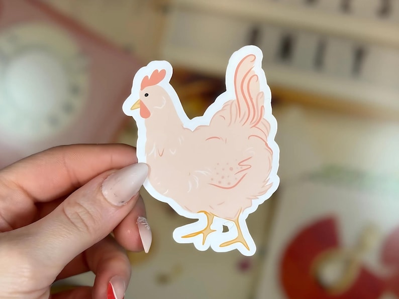Cottagecore Chicken Vinyl Sticker, Farm Animal Decal - Etsy