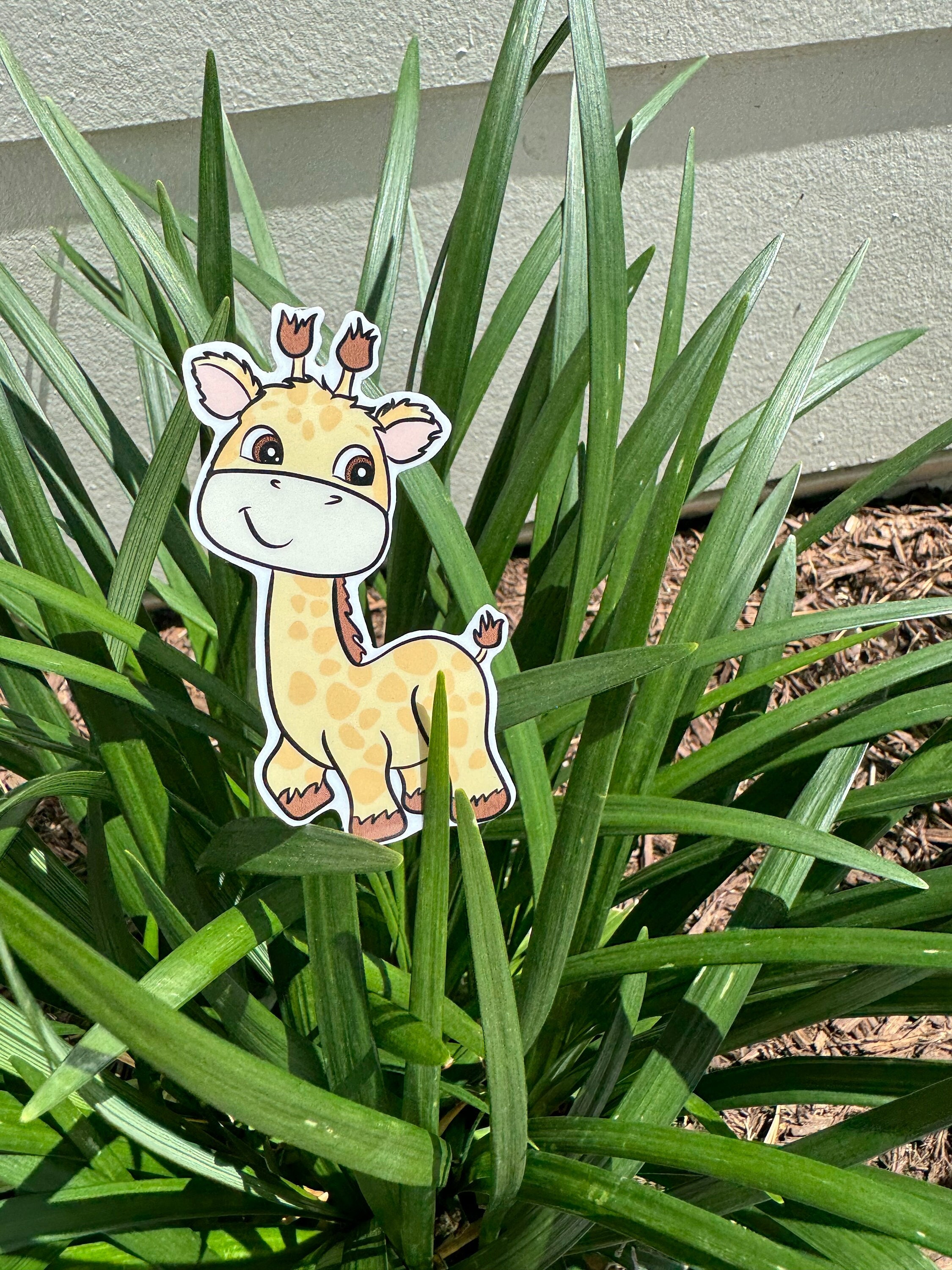 Playful Giraffe Sticker, Lively Animal Decal, Adorable Cartoon Giraffe ...