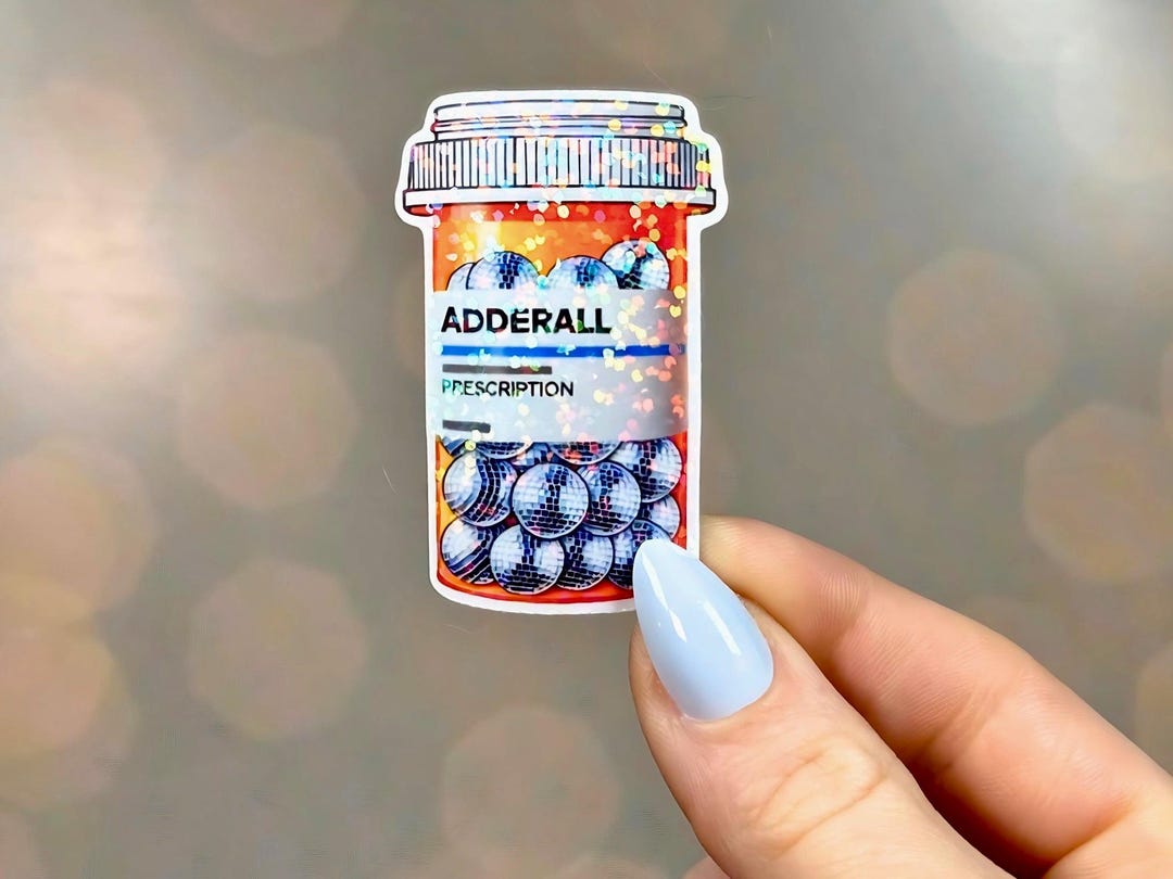 Holographic Adderall Bottle Sticker for ADHD | Disco Ball Pill Bottle ...