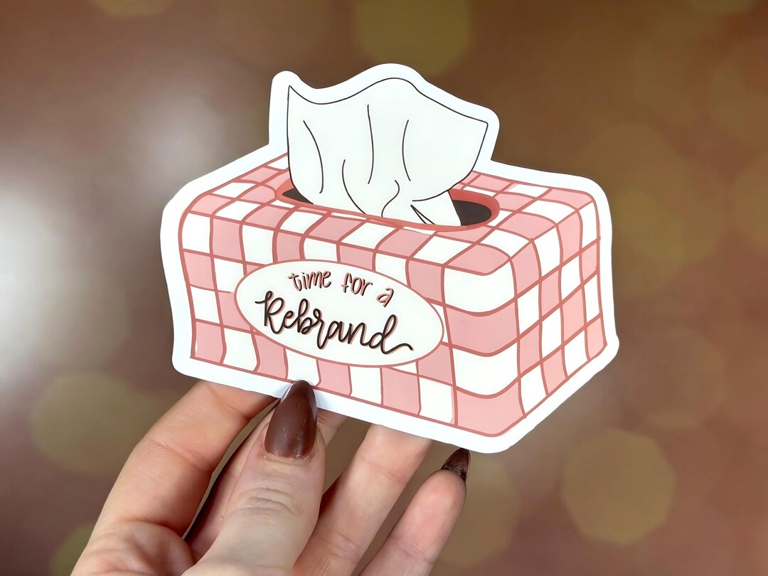 Funny time for a Rebrand Sticker, Cute Tissue Box Sticker With Plaid ...