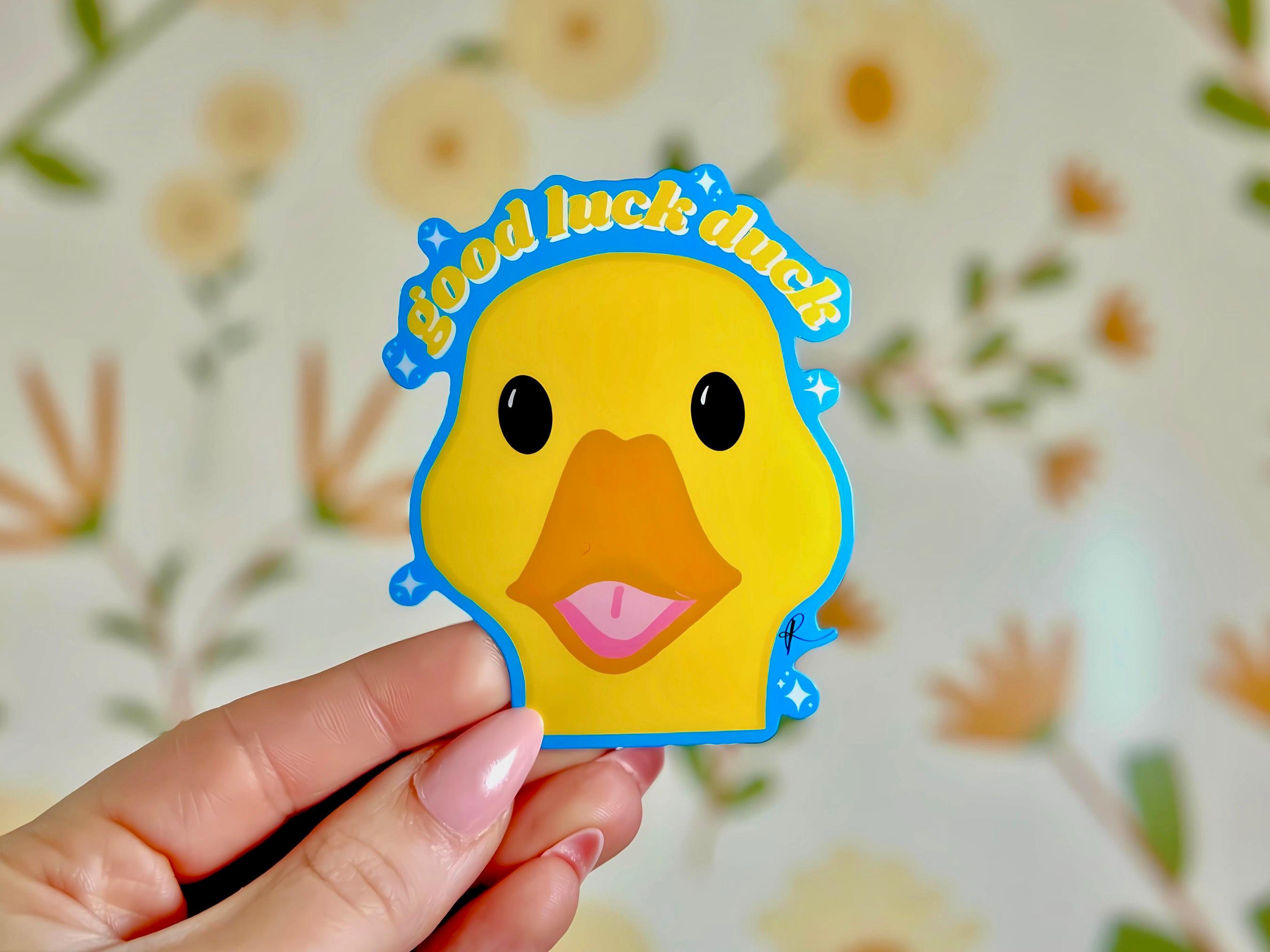 Good Luck Duck Vinyl Sticker Cute Yellow Duck Decal Fun Waterproof ...