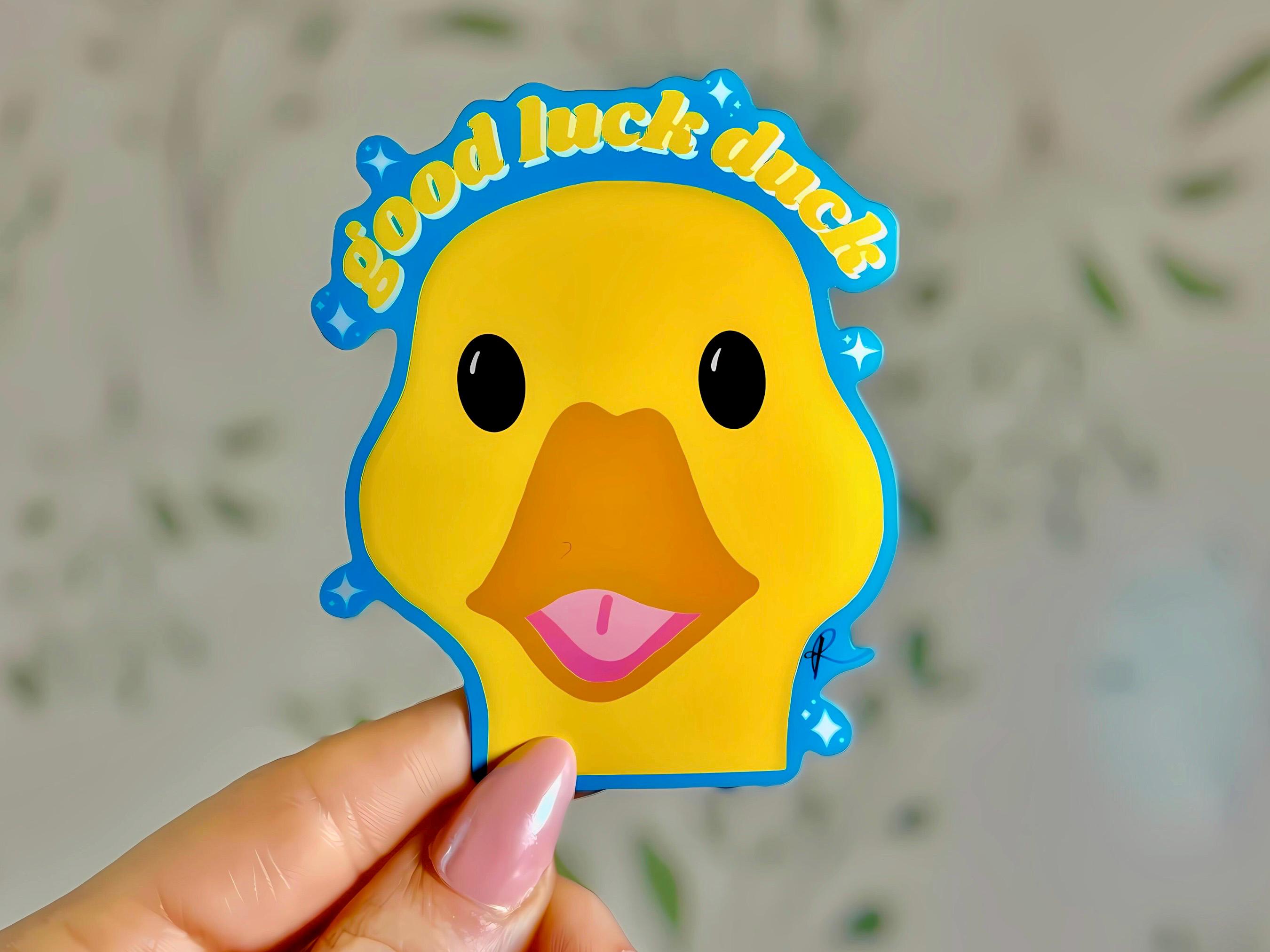 Good Luck Duck Vinyl Sticker Cute Yellow Duck Decal Fun Waterproof ...