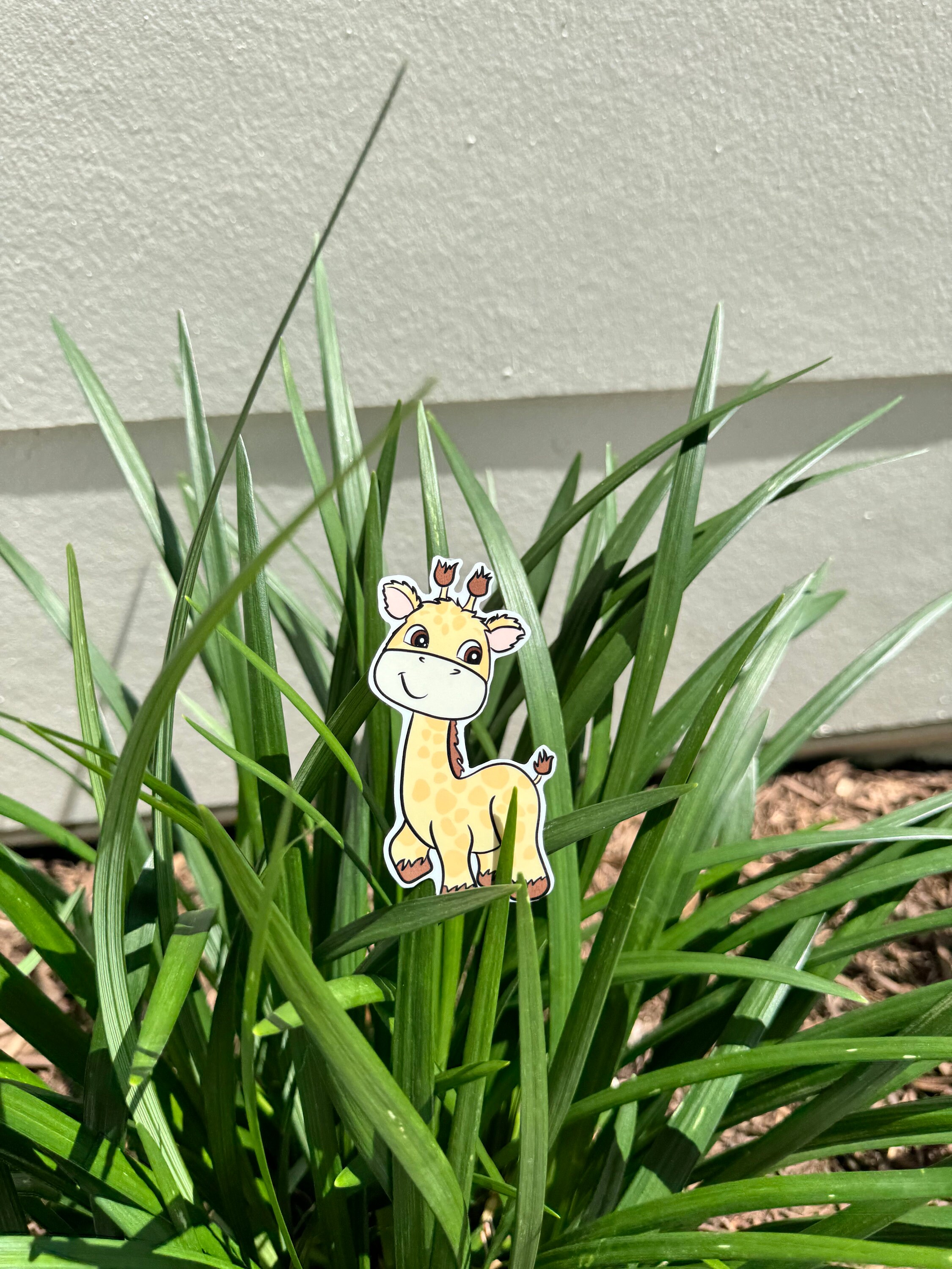 Playful Giraffe Sticker, Lively Animal Decal, Adorable Cartoon Giraffe ...