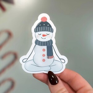Cute Meditating Snowman Sticker, Winter Snowman Yoga Vinyl, Christmas ...