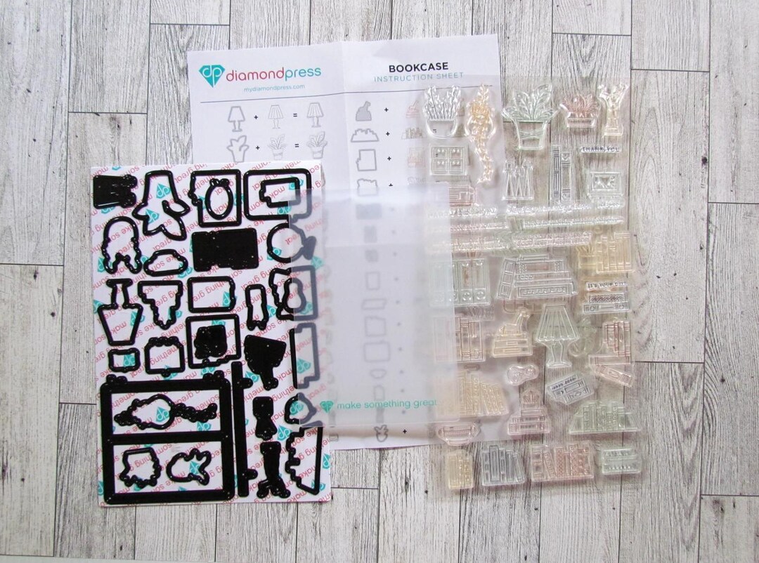 Diamond Press Bookcase Stamp and Die Set - Etsy