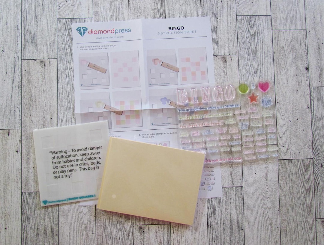 Diamond Press Bingo, Stamp and Stencil Set - Etsy