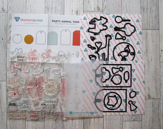 Diamond Press Party Animal Stamp and Die Tag Kit - Etsy