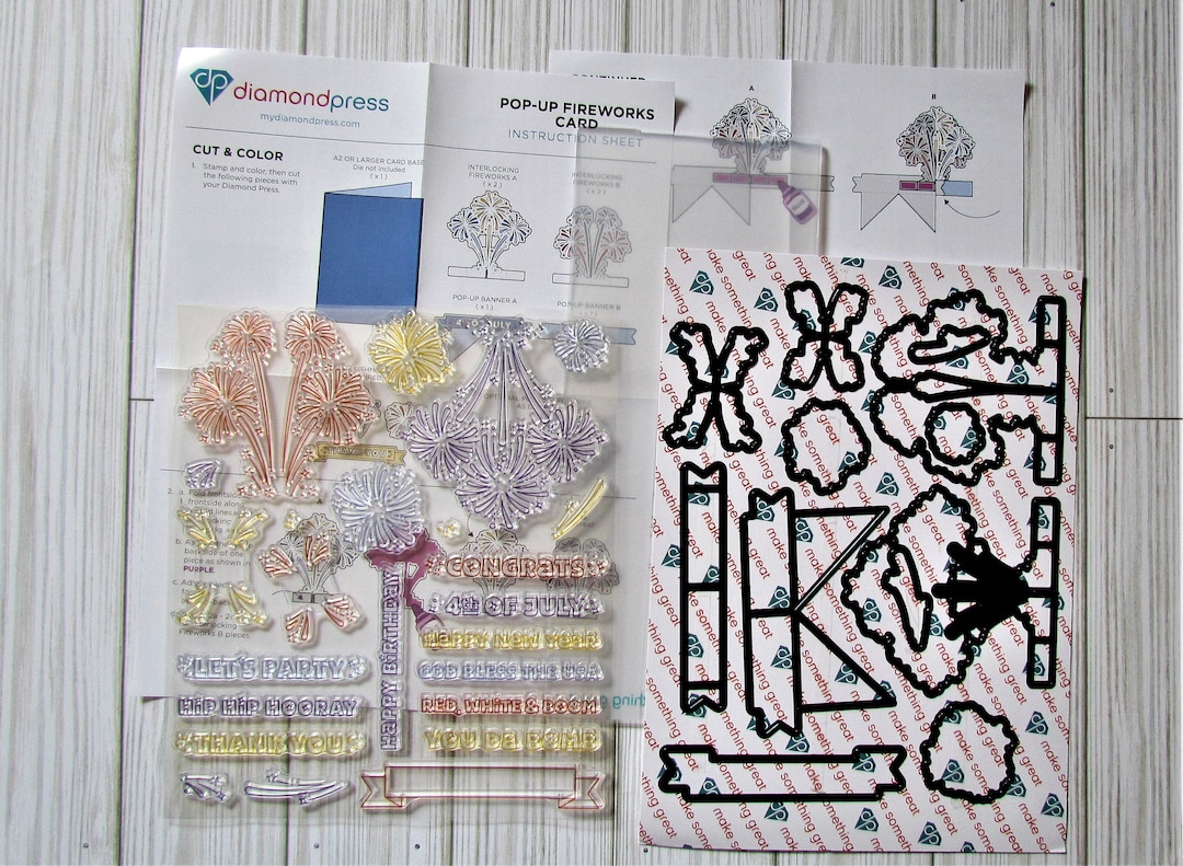 Diamond Press Fireworks Pop-up Stamp and Dies - Etsy
