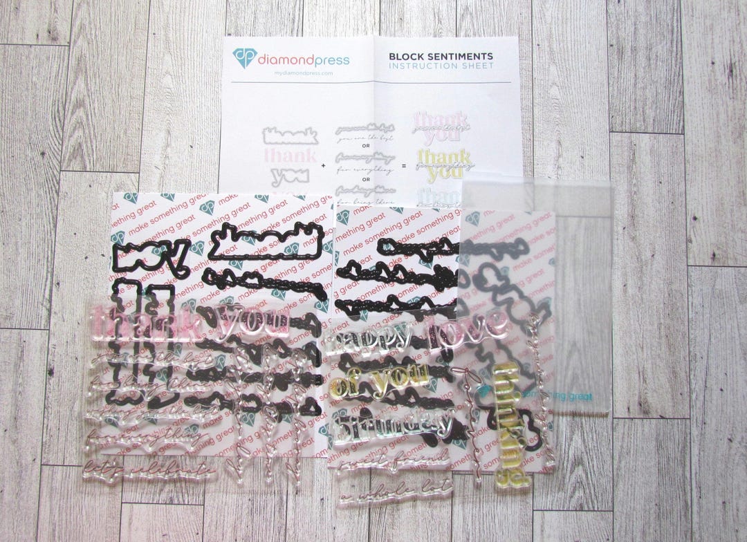 Diamond Press Word Block and Sentiments Stamp and Die Set - Etsy
