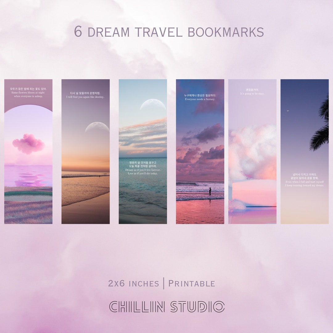 Dream Travel Bookmarks | Korean Quotes Dreamy Printable Digital ...