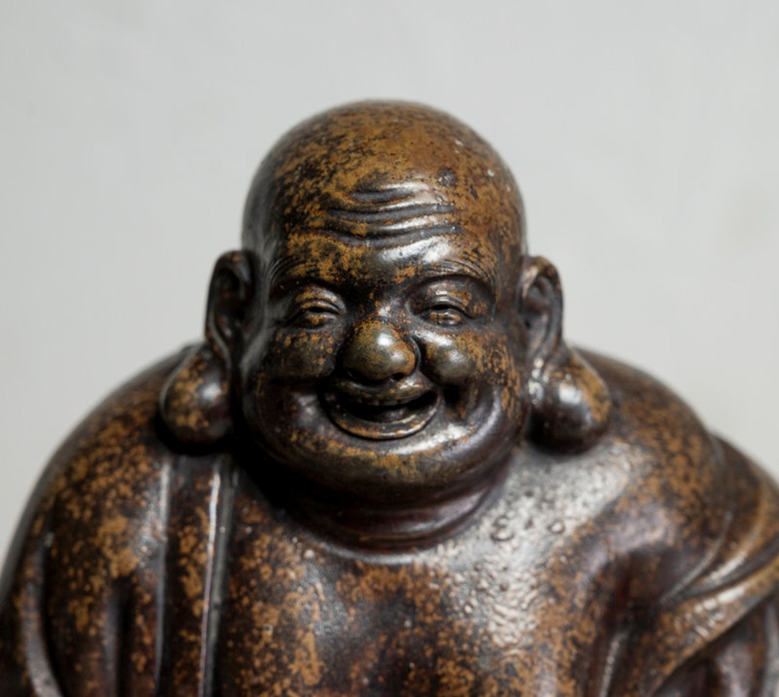 Antique Bizen Ware Hotei Statue - Meiji Period 19th Century Japanese ...