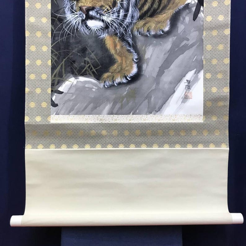 Japanese Tiger Scroll by Suikei – Powerful Hand-painted Twin Tigers on ...