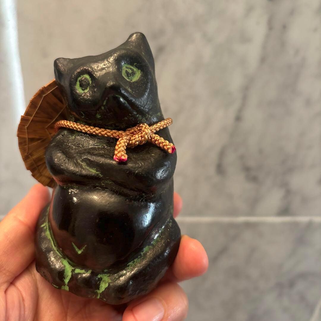 Vintage Ceramic Tanuki Figurine – Thoughtful Raccoon Dog Statue ...