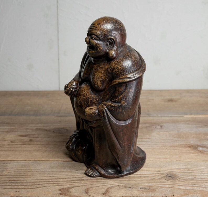 Antique Bizen Ware Hotei Statue - Meiji Period 19th Century Japanese ...