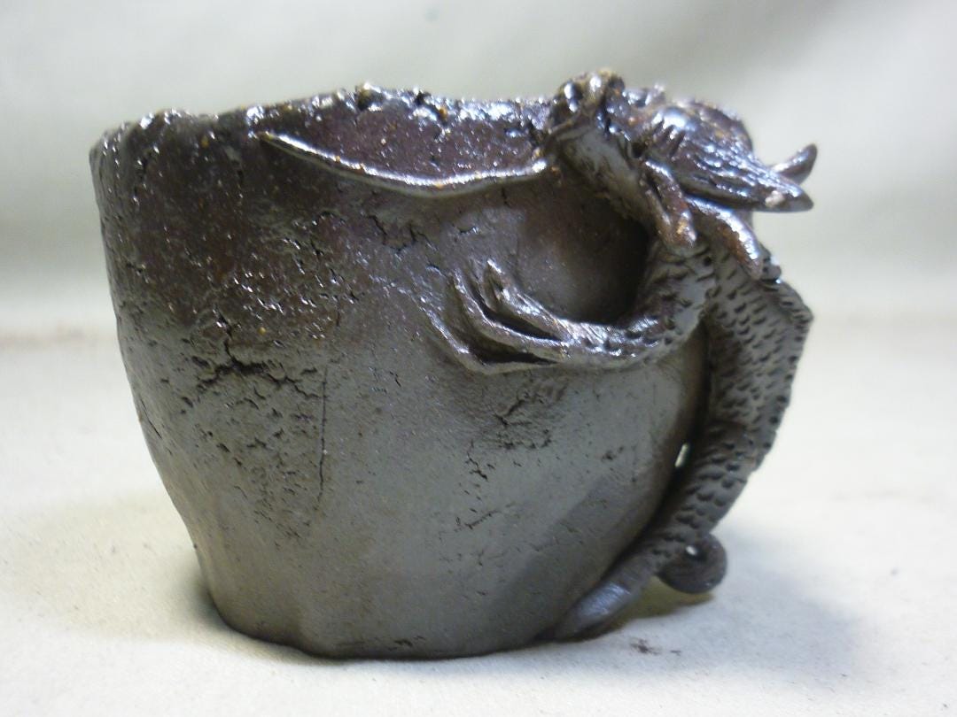 Bizen Ware Dragon Sake Cup – Handcrafted Japanese Guinomi With ...