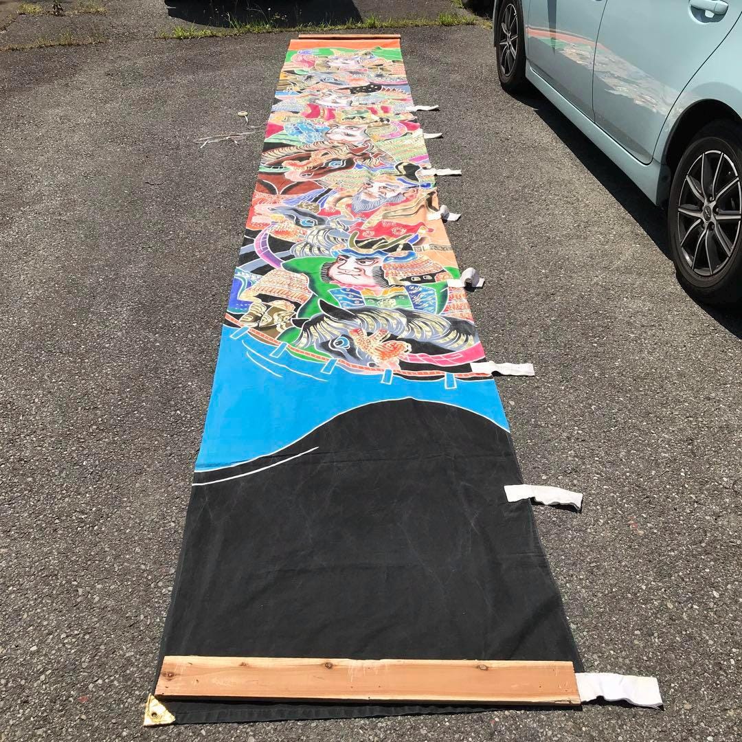 Vintage Japanese Samurai Nobori Banner – Hand-painted Warrior Figures ...