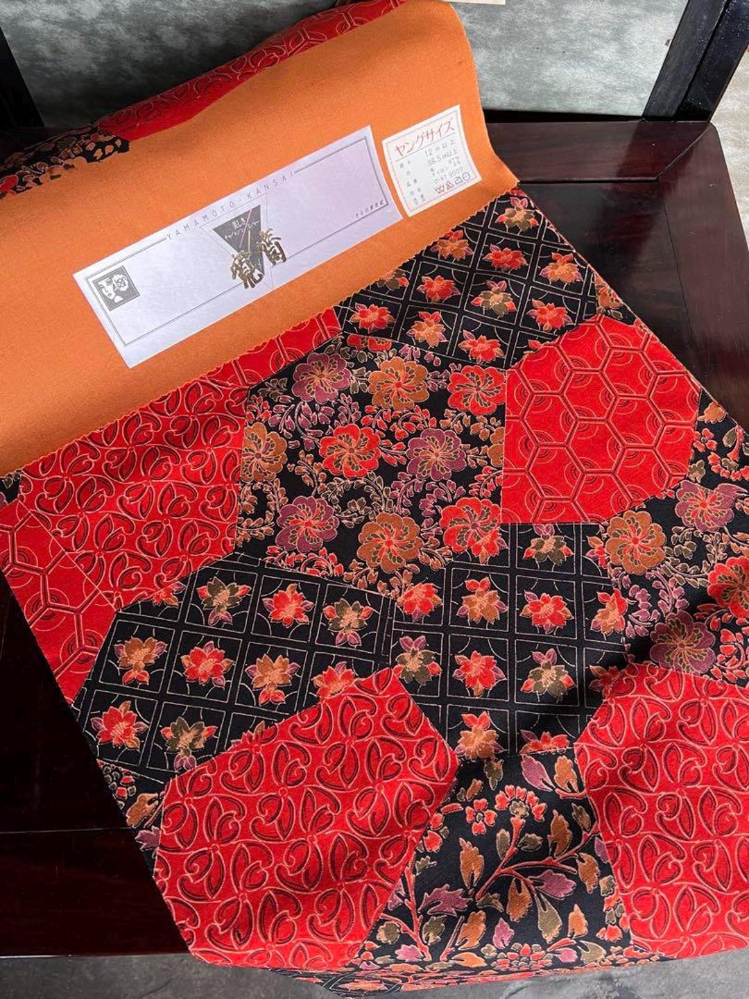 Unused Kansai Yamamoto Kimono Fabric Roll Wool Blend, Vibrant Orange ...
