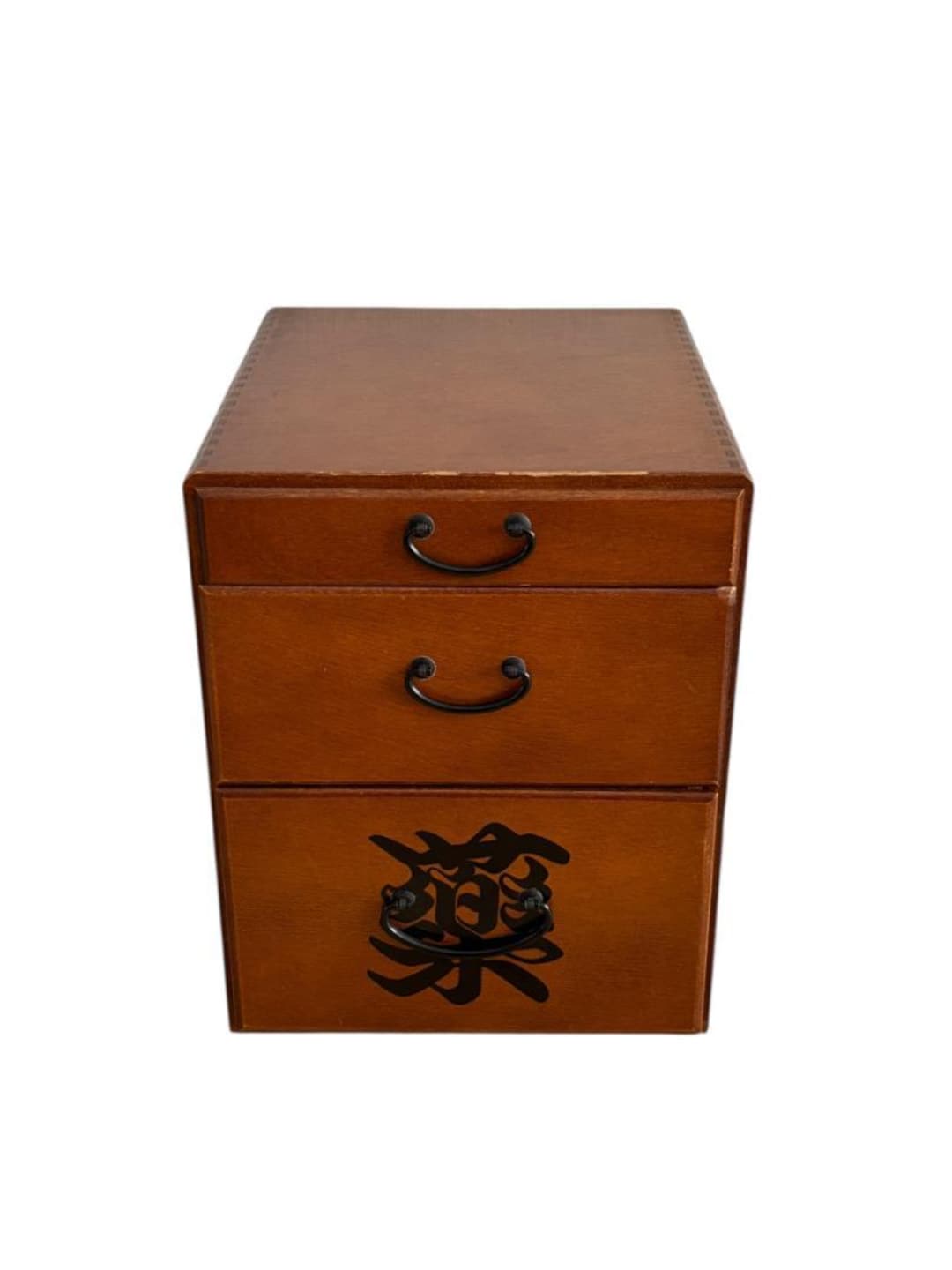 Vintage Japanese Wooden Medicine Chest – 3-drawer Kusuri Tansu Cabinet ...
