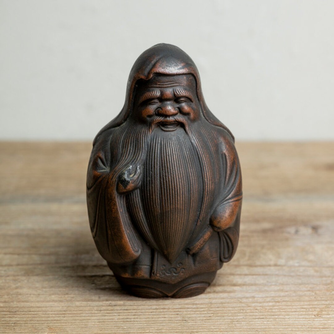 Antique Bizen Ware Jurōjin Statue Early 20th Century Japanese Ceramic ...