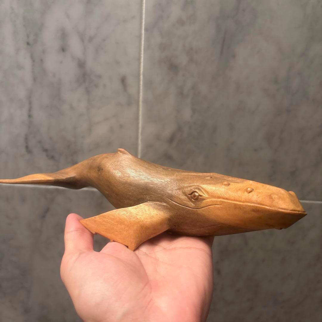 Hand-carved Wooden Whale Sculpture | Ocean-inspired Art | Feng Shui ...