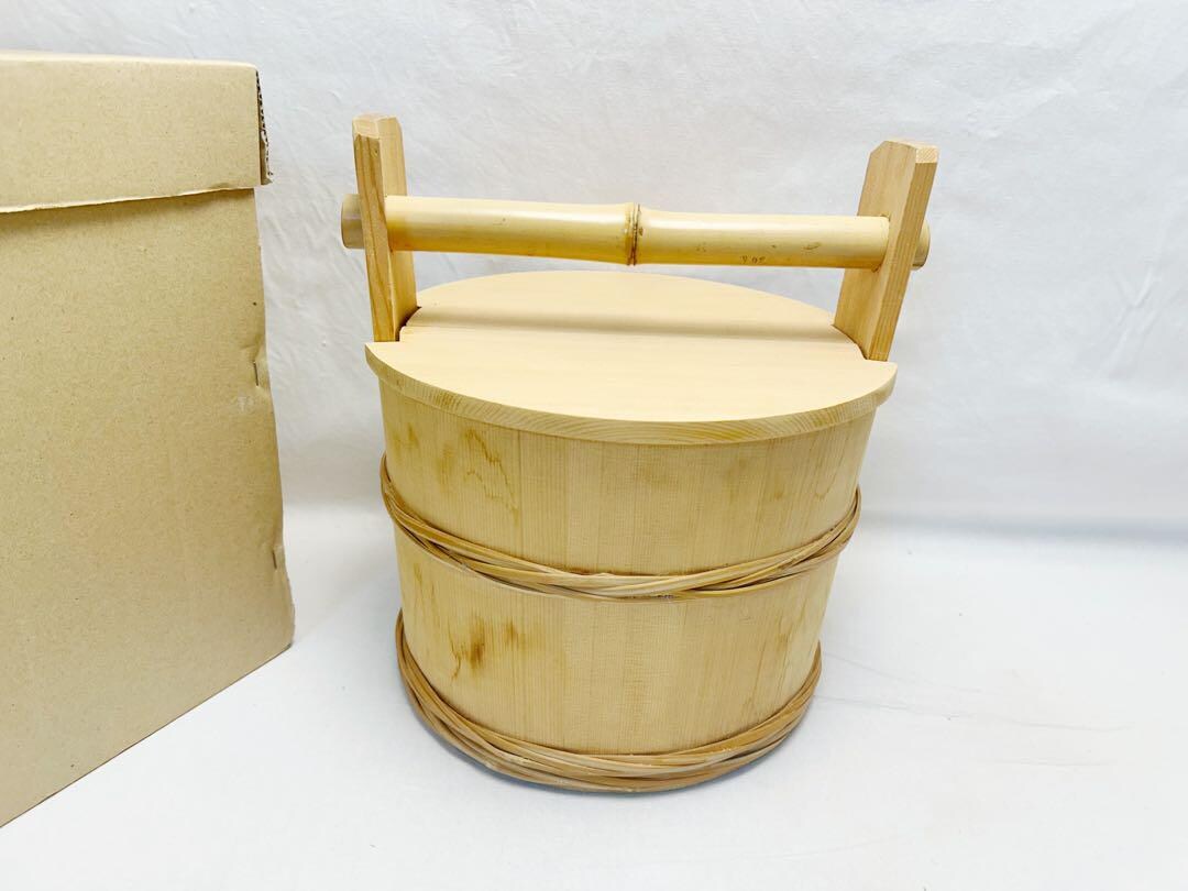 Traditional Japanese Wooden Water Bucket With Lid, Handcrafted, for Tea ...