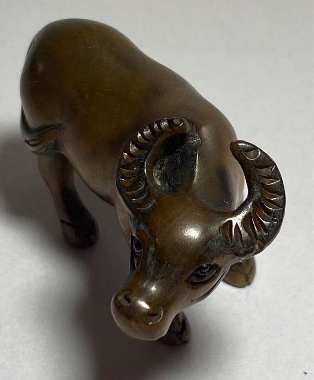 Hand-carved Boxwood Zodiac Ox Netsuke | Feng Shui Charm | Wooden Lucky ...