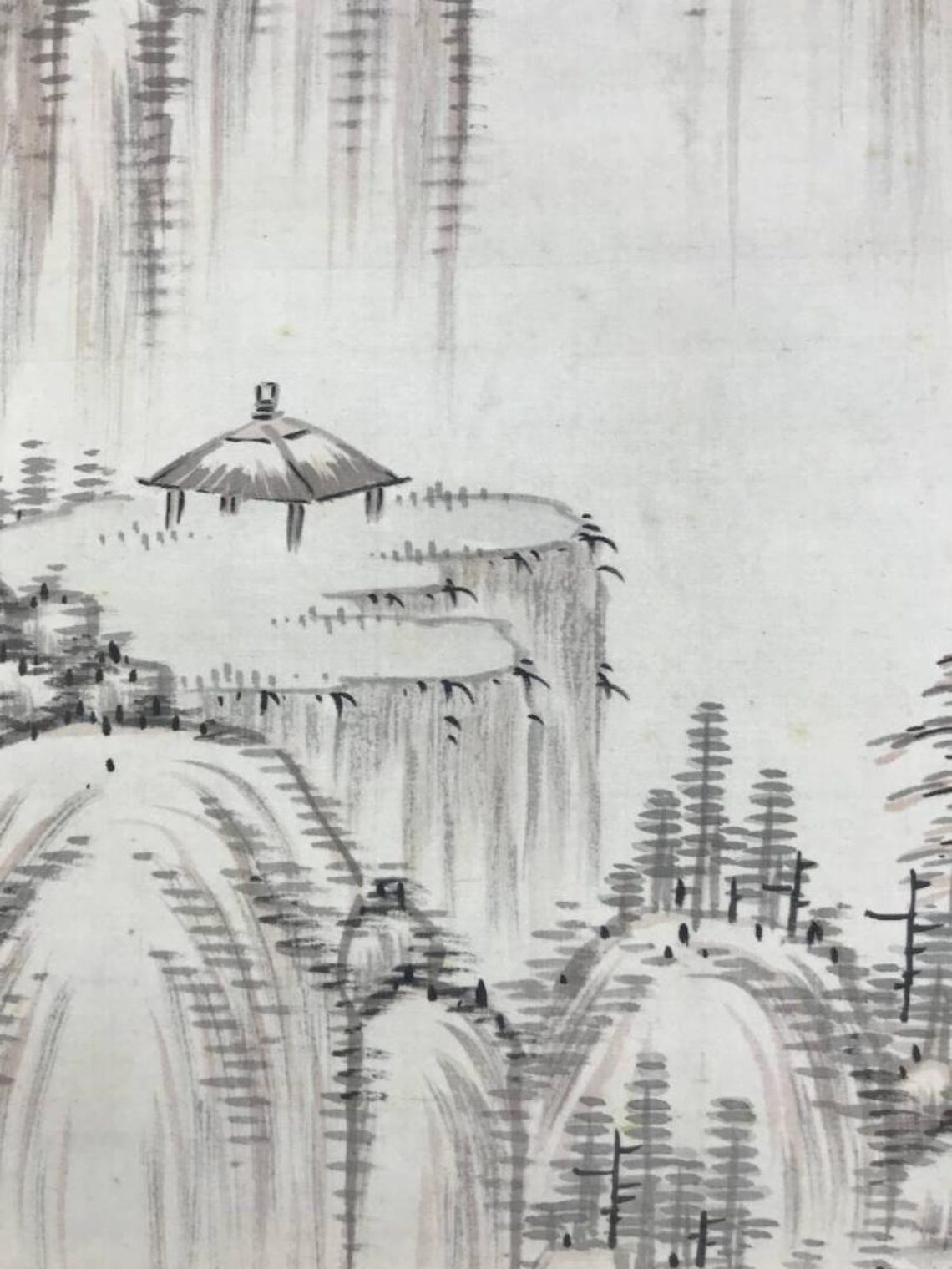 Japanese Hanging Scroll by Urakami Shunkai – Landscape With Figure and ...