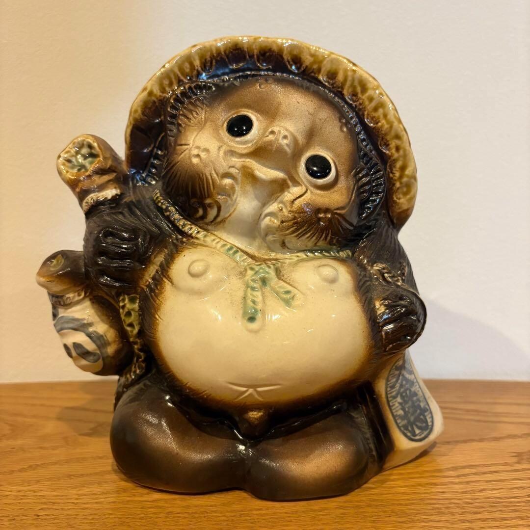Vintage Shigaraki Tanuki Statue – Japanese Ceramic Lucky Raccoon Dog ...