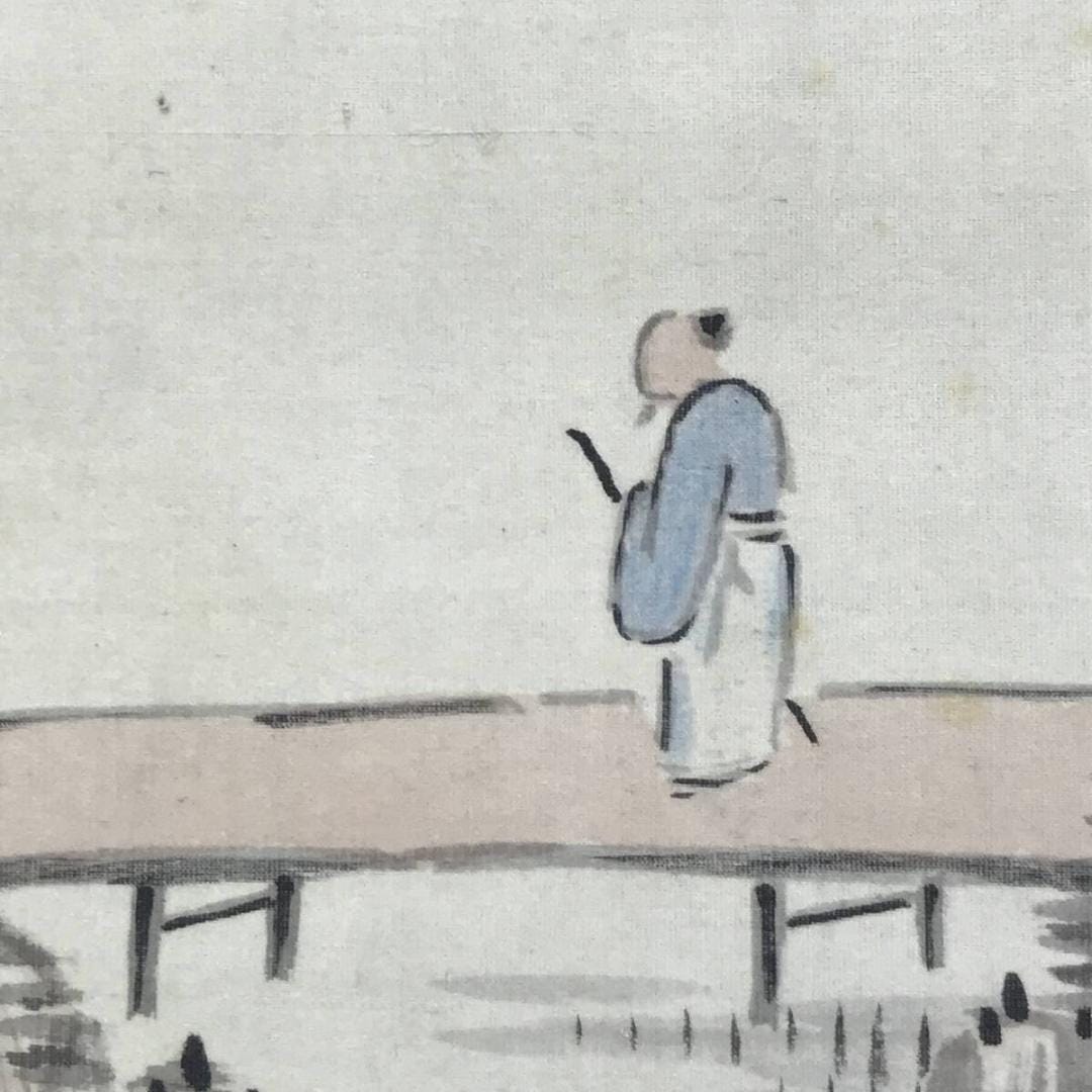 Japanese Hanging Scroll by Urakami Shunkai – Landscape With Figure and ...