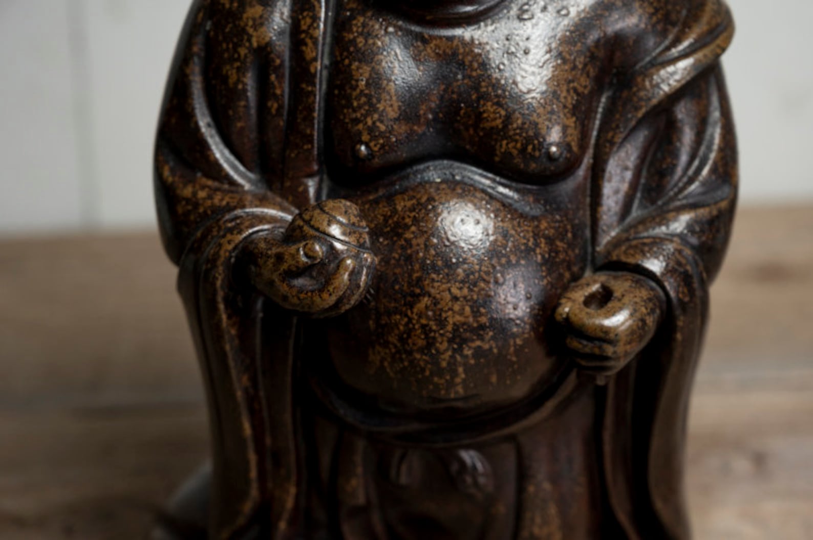 Antique Bizen Ware Hotei Statue - Meiji Period 19th Century Japanese ...